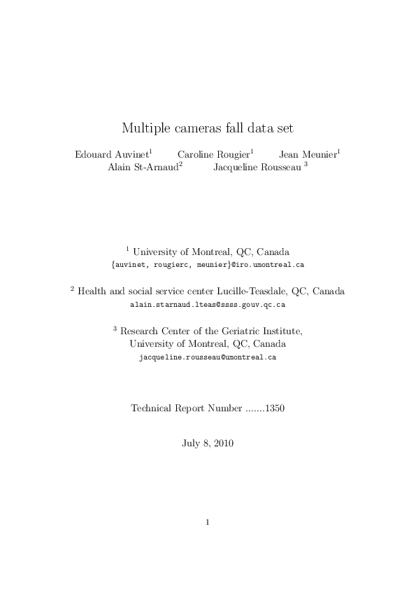 (PDF) Multiple cameras fall data set