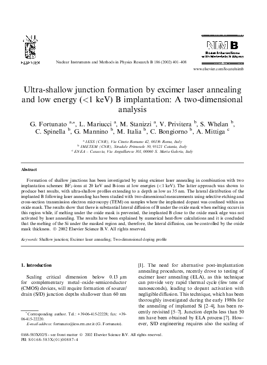 (PDF) Shallow Si p+-n junctions fabricated by focused ion beam Ga+ ...