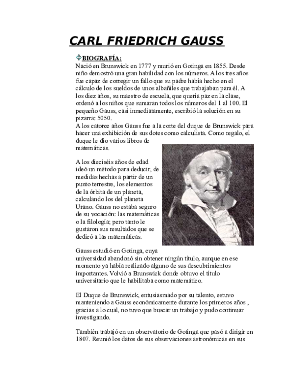 Where Did Carl Gauss Live