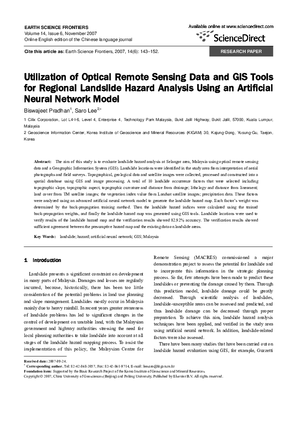 (PDF) Utilization of optical remote sensing data and geographic information system tools for ...