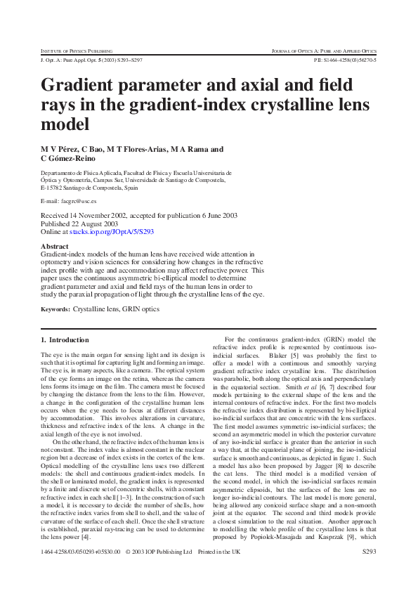 Pdf Gradient Parameter And Axial And Field Rays In The Gradient Index