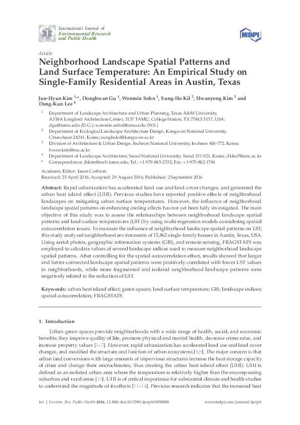 (PDF) Neighborhood Landscape Spatial Patterns and Land Surface ...