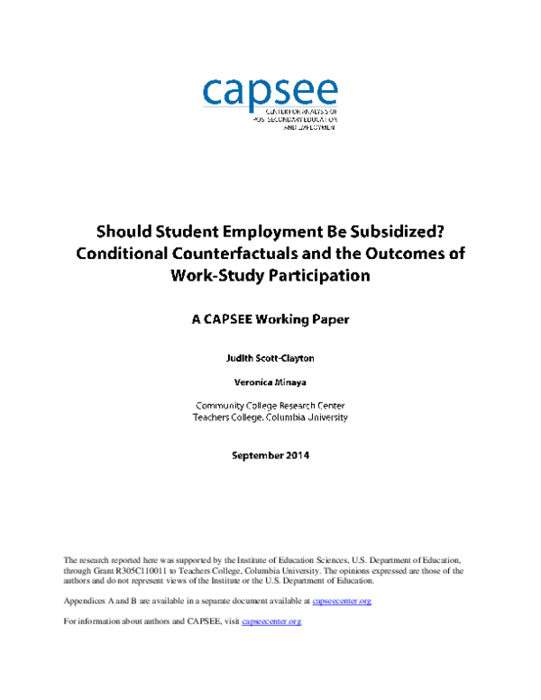 (PDF) Does Student Work Really Affect Educational Outcomes? A Review of ...