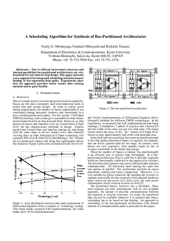 (PDF) A scheduling algorithm for synthesis of bus-partitioned architectures | Vasily Moshnyaga ...