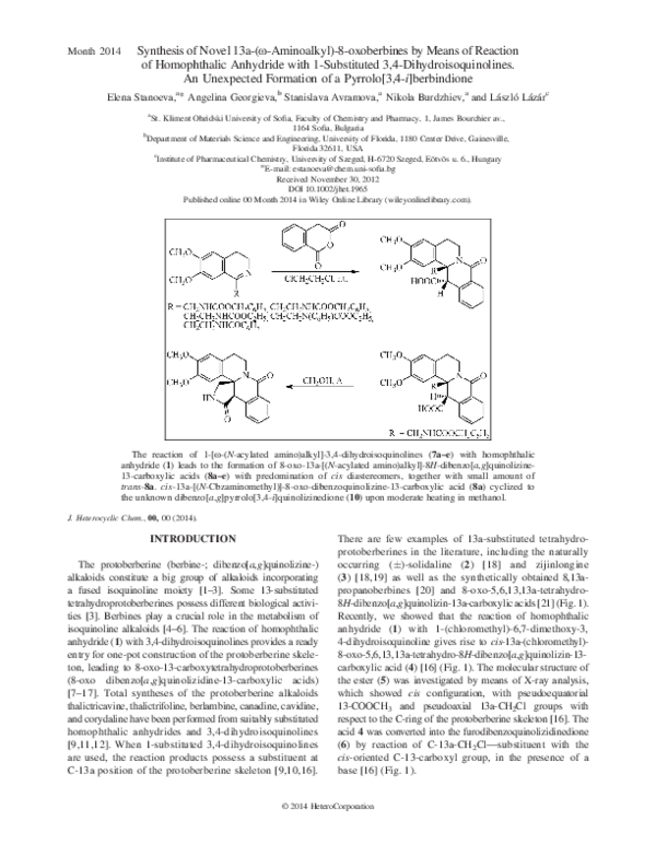 (PDF) ChemInform Abstract: Synthesis of 11H-4b,10b-Dihydro(1 ...