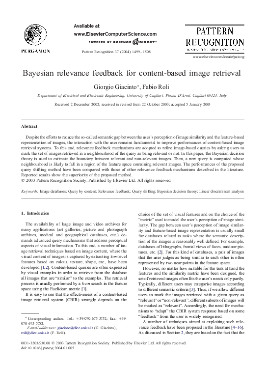 (PDF) Bayesian relevance feedback for content-based image retrieval