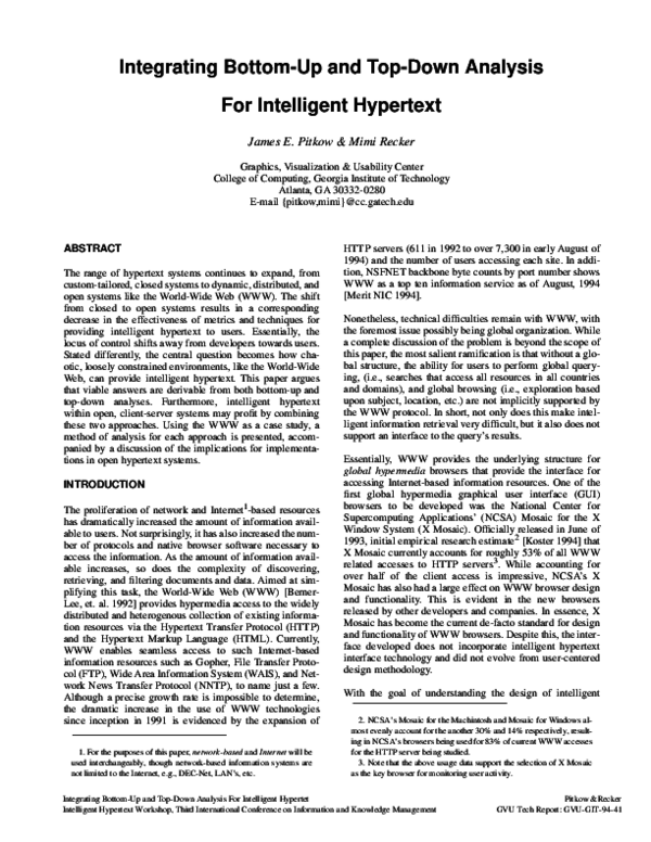 (PDF) Integrating Bottom-Up and Top-Down Analysis For Intelligent Hypertext
