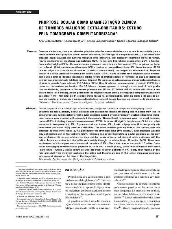 (PDF) Proptose ocular como manifestação clínica de tumores malignos ...