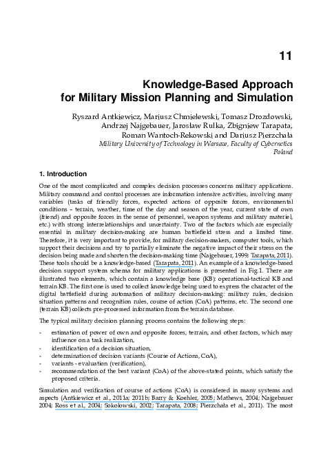 Pdf Knowledge Based Pattern Recognition Method And Tool To Support Mission Planning And Simulation