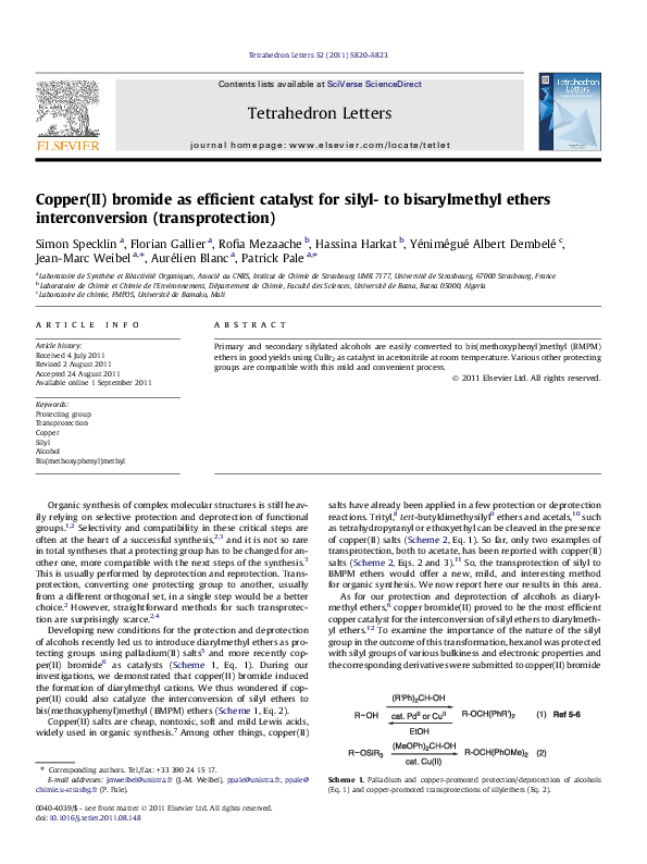 (PDF) Copper(II) bromide as efficient catalyst for silyl-to ...