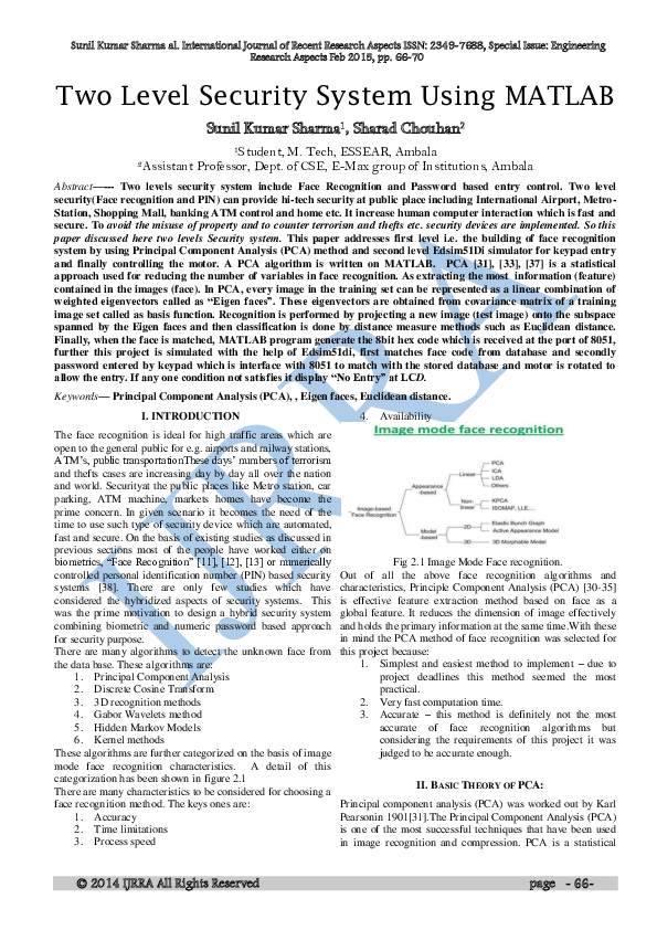 Pdf Two Level Security System Using Matlab