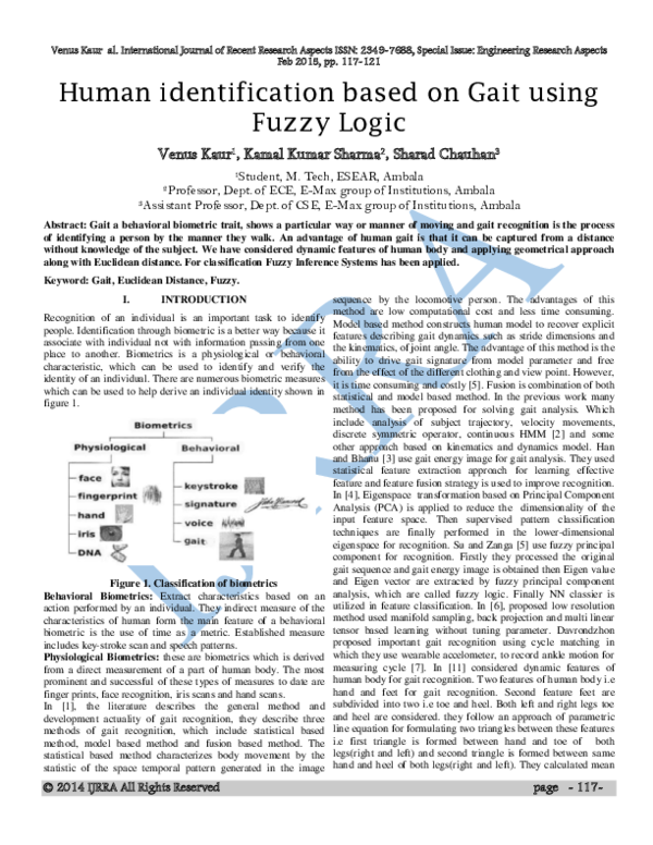 (PDF) Human identification based on Gait using Fuzzy Logic