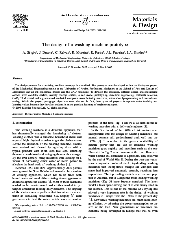 (PDF) The design of a washing machine prototype