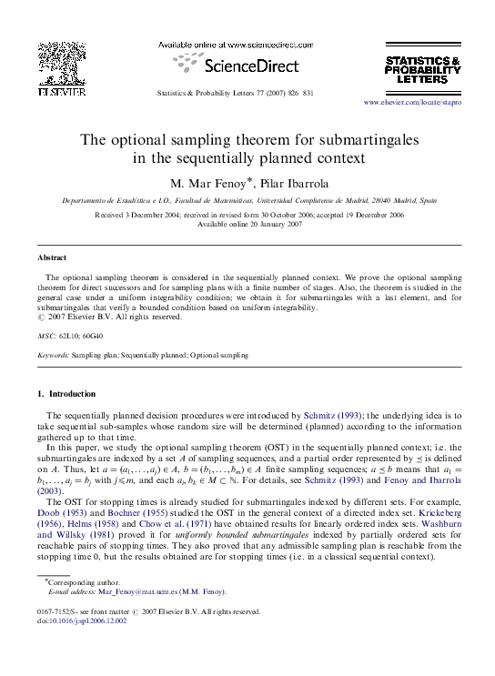 (PDF) The optional sampling theorem for submartingales in the ...