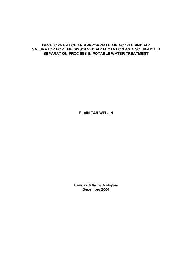 (PDF) DEVELOPMENT OF AN APPROPRIATE AIR NOZZLE AND AIR SATURATOR FOR ...