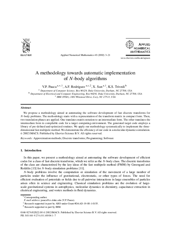 (PDF) A methodology towards automatic implementation of N-body algorithms