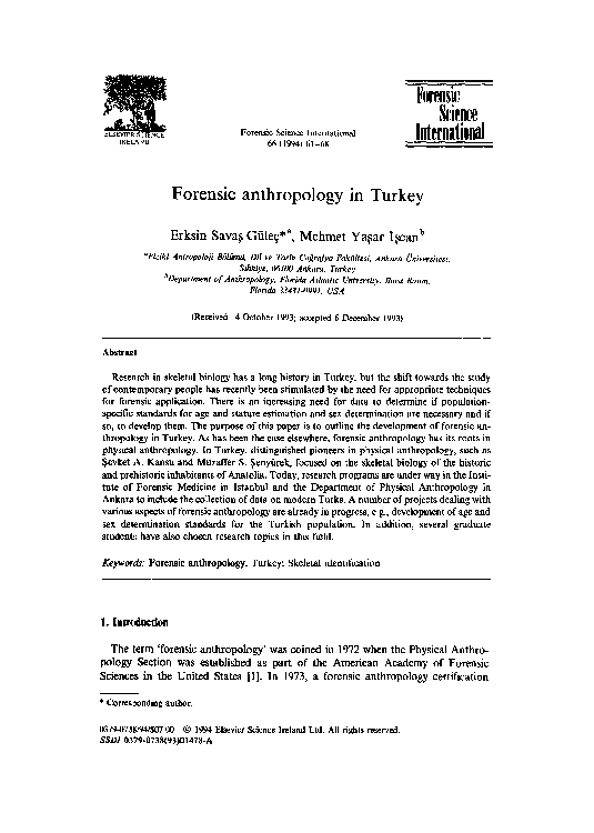 (PDF) Forensic anthropology in Turkey