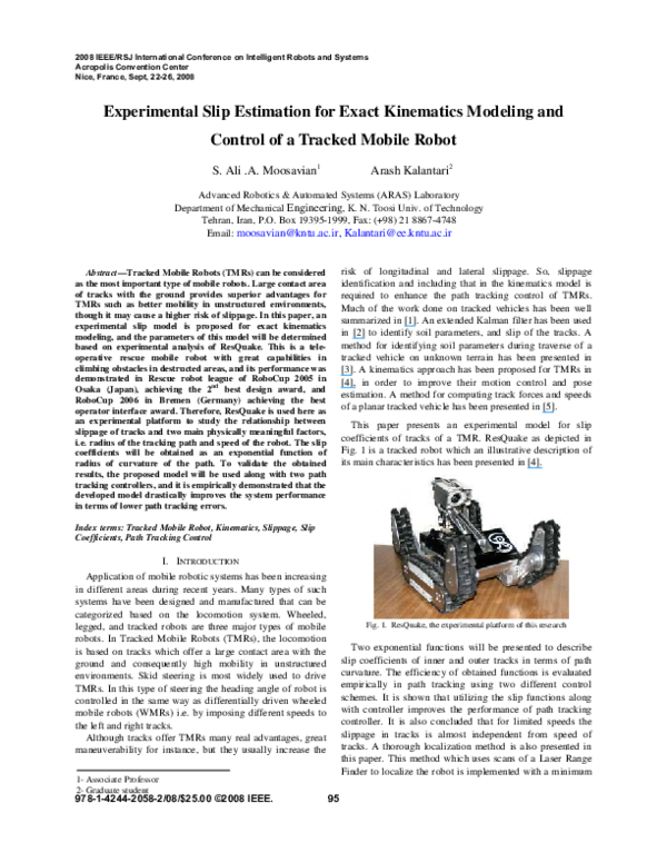 (PDF) Experimental slip estimation for exact kinematics modeling and control of a Tracked Mobile ...