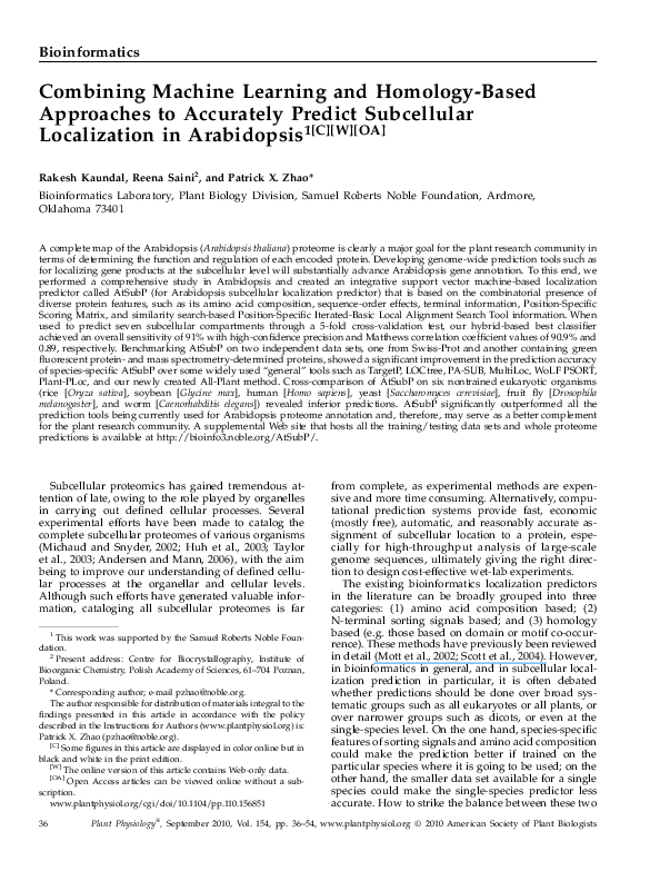 (PDF) Combining Machine Learning and Homology-Based Approaches to Accurately Predict Subcellular ...