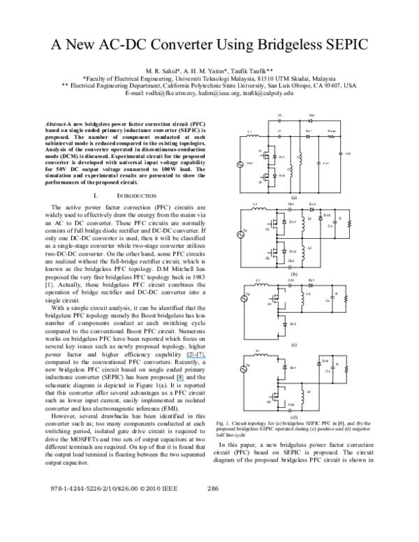 (PDF) A new AC-DC converter using bridgeless SEPIC