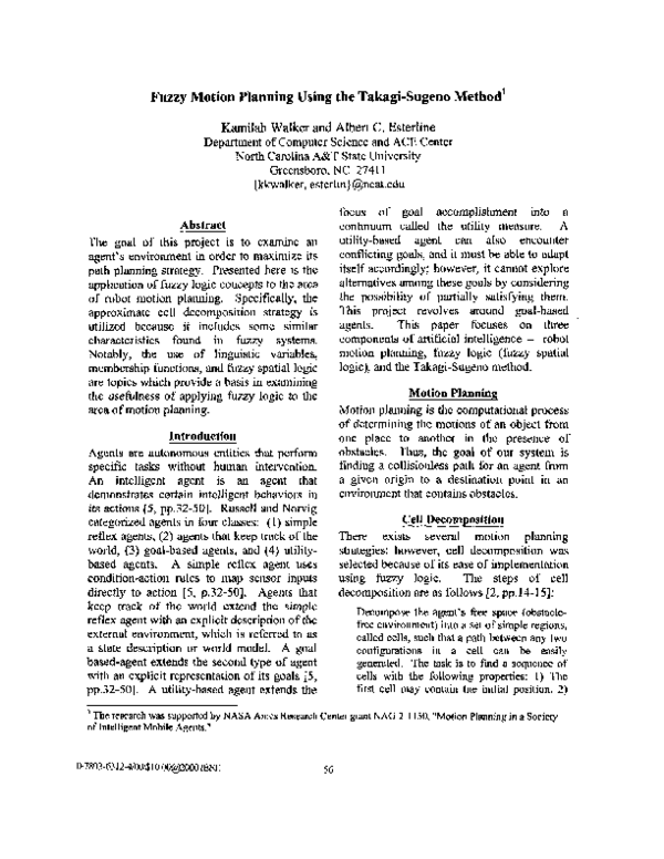 (PDF) Fuzzy motion planning using the Takagi-Sugeno method