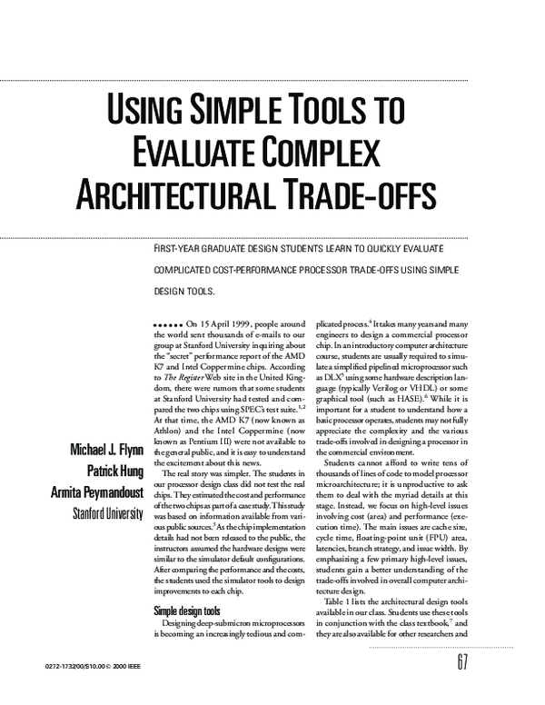 (PDF) Using simple tools to evaluate complex architectural trade-offs
