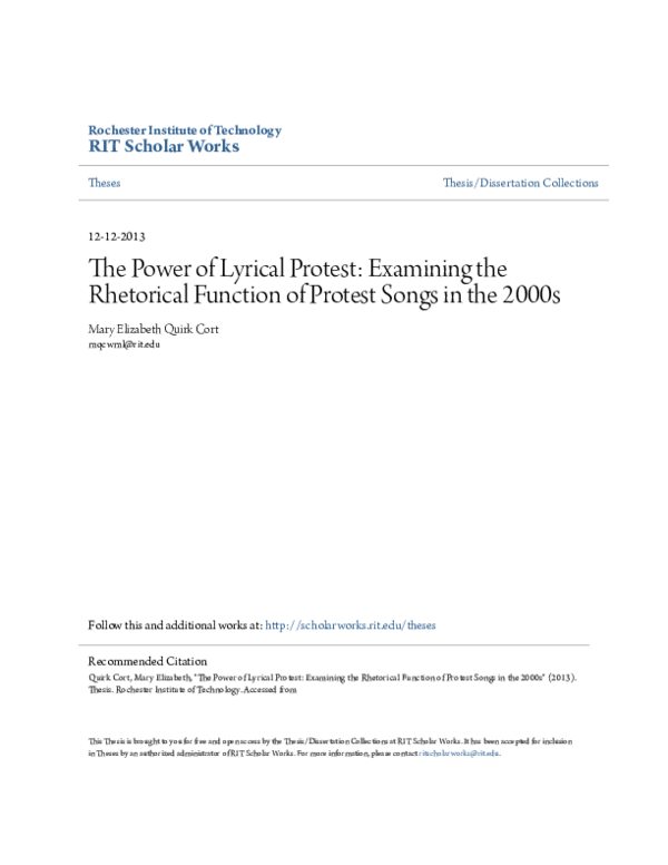 (PDF) RIT Scholar Works The Power of Lyrical Protest: Examining the ...