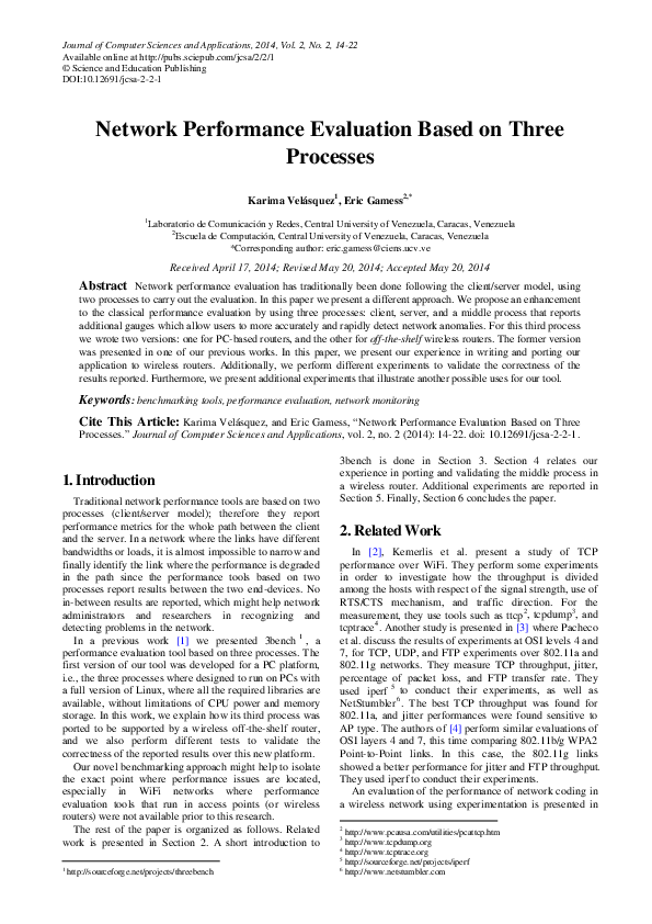 (PDF) Network Performance Evaluation Based on Three Processes