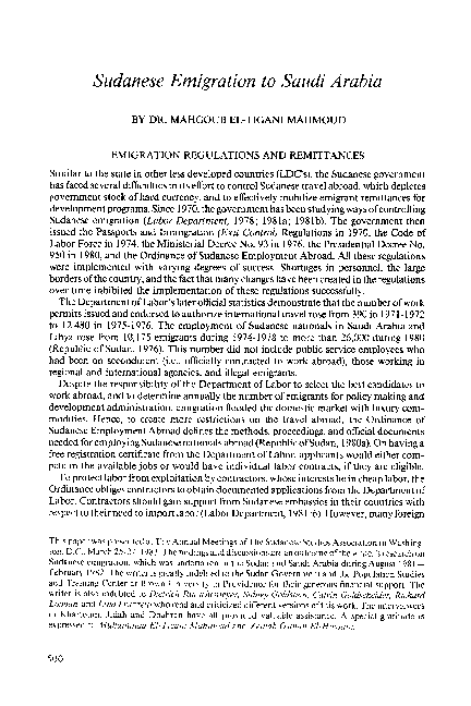 (PDF) Sudanese Emigration to Saudi Arabia