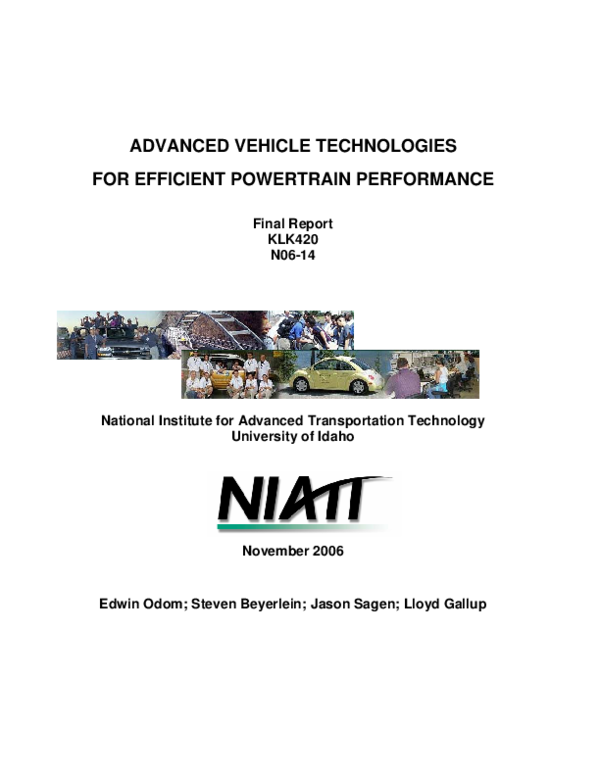 (PDF) Advanced Vehicle Technologies for Efficient Powertrain Performance