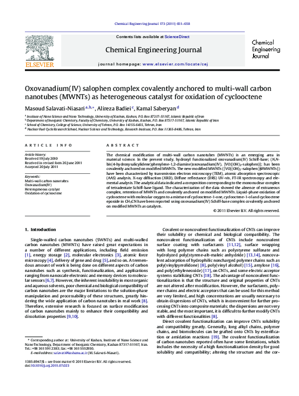 (PDF) Oxovanadium(IV) salophen complex covalently anchored to multi ...