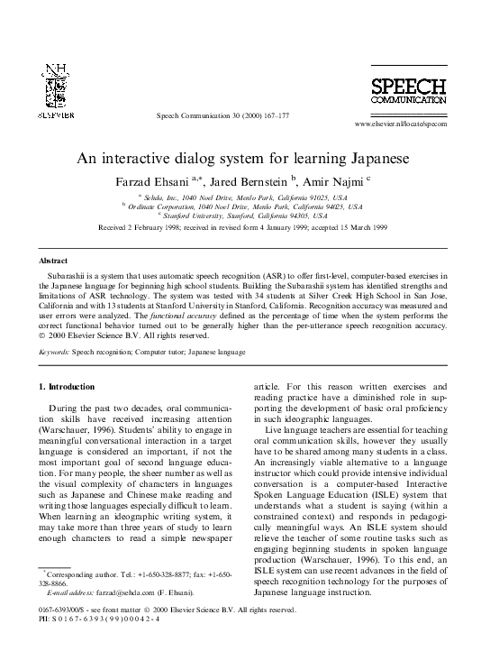 (PDF) An interactive dialog system for learning Japanese