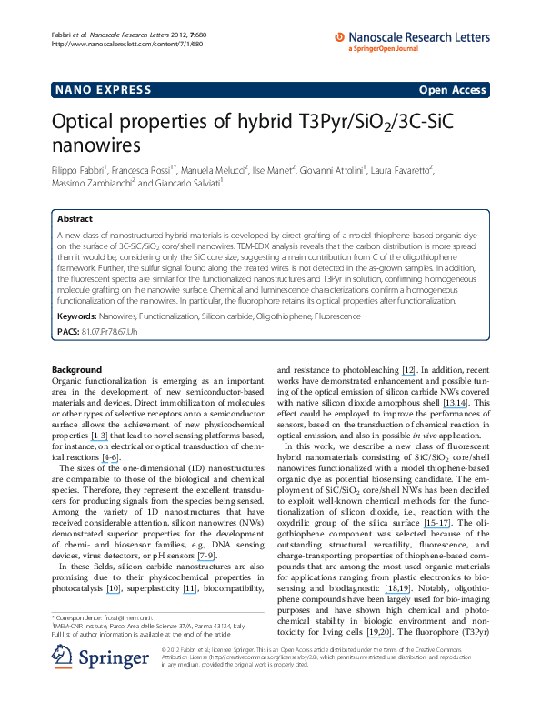 (PDF) Optical properties of hybrid T3Pyr/SiO2/3C-SiC nanowires