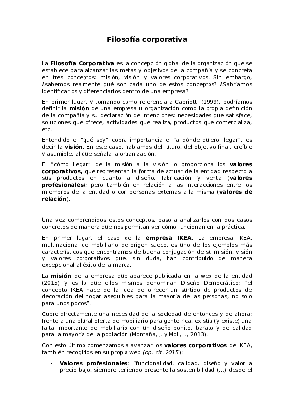 (DOC) Filosofía corporativa