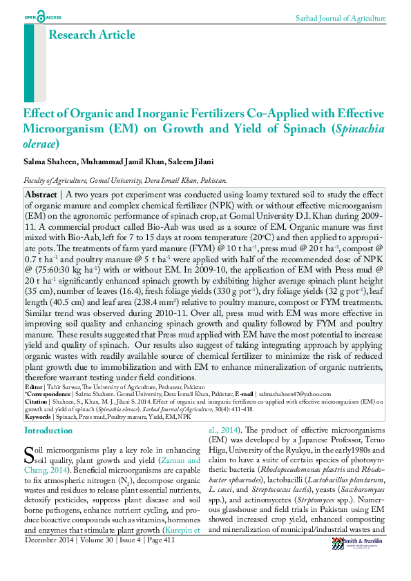 (PDF) Sarhad Journal of Agriculture