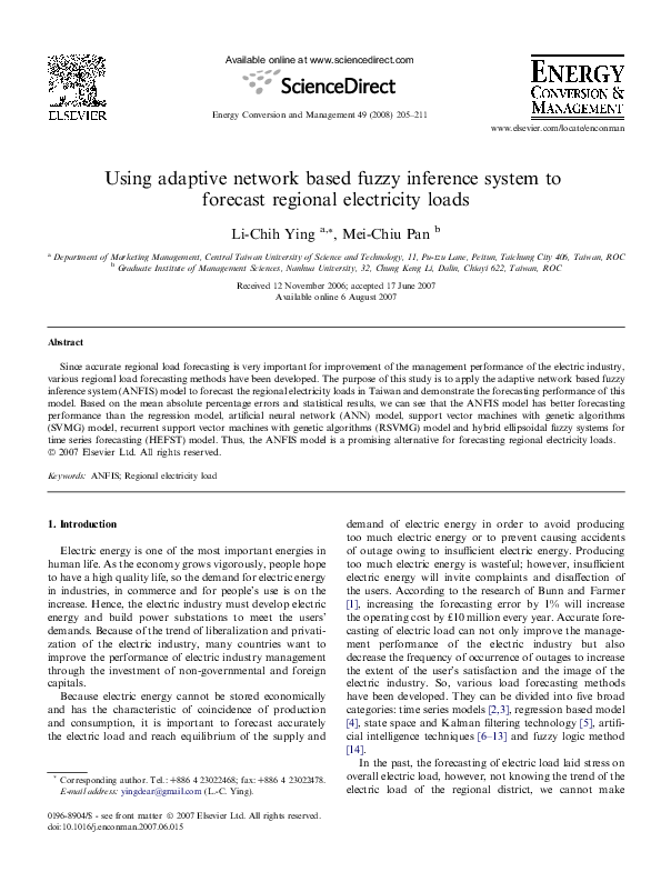 Pdf Using Adaptive Network Based Fuzzy Inference System To Forecast