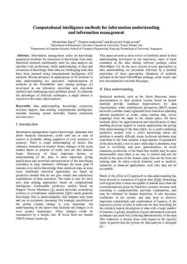 Pdf Computational Intelligence Methods For Information Understanding