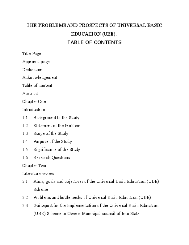 (DOC) THE PROBLEMS AND PROSPECTS OF UNIVERSAL BASIC EDUCATION (UBE