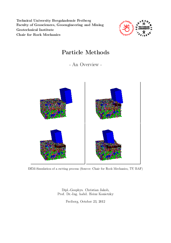 (PDF) Particle Methods -An Overview - DEM-Simulation of a cutting process (Source: Chair for ...