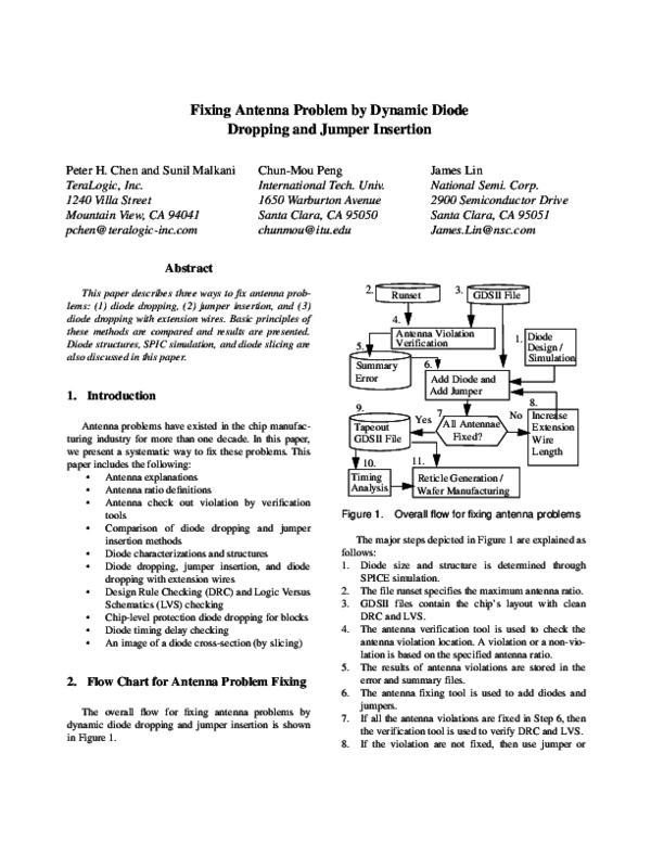 (PDF) Fixing Antenna Problem by Dynamic Diode Dropping and Jumper Insertion