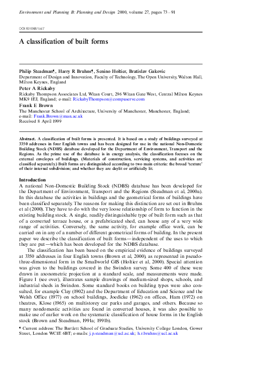 (PDF) A classification of built forms