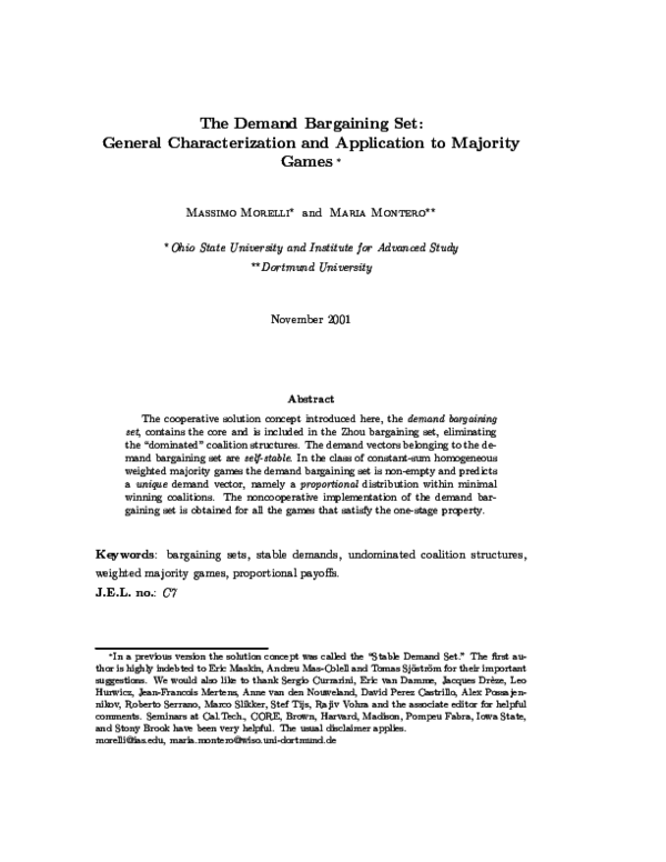 (PDF) The demand bargaining set: general characterization and ...