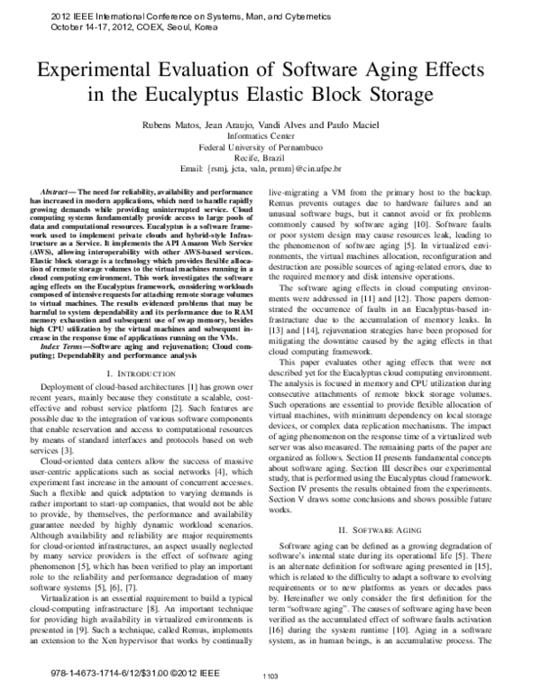 (PDF) Experimental evaluation of software aging effects on the eucalyptus cloud computing ...