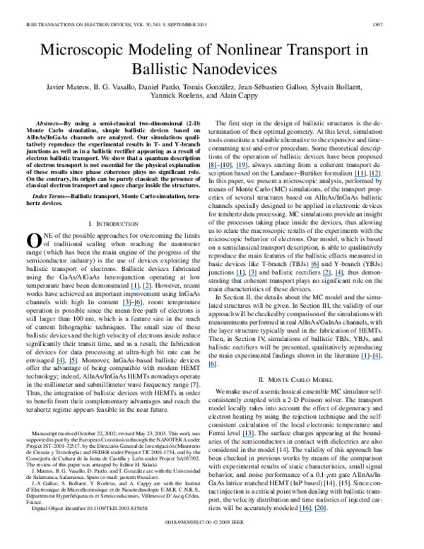 (PDF) Microscopic modeling of nonlinear transport in ballistic nanodevices