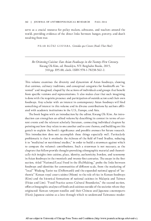 (PDF) Re-Orienting Cuisine: East Asian Foodways in the Twenty-First ...