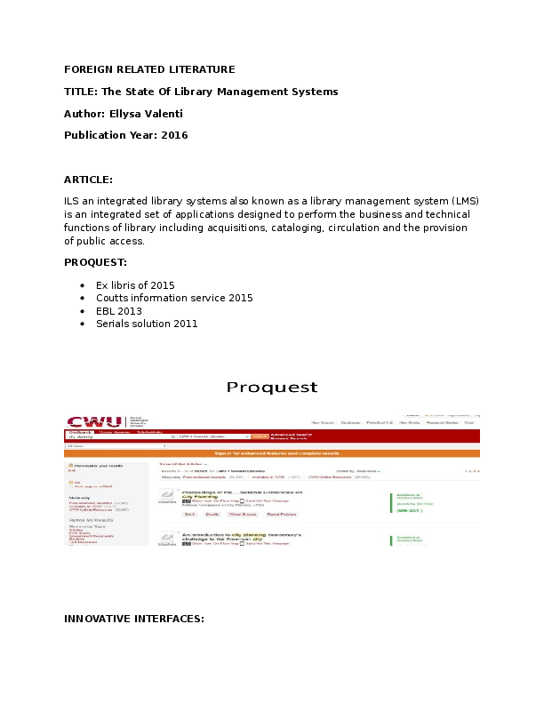 (DOC) FOREIGN RELATED LITERATURE TITLE: The State Of Library Management ...