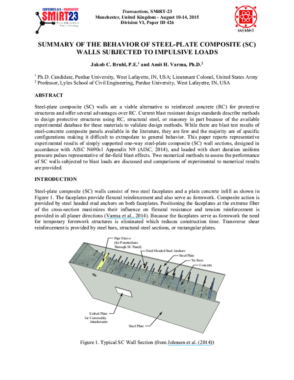 (PDF) Summary of the Behavior of Steel-Plate Composite (SC) Walls ...