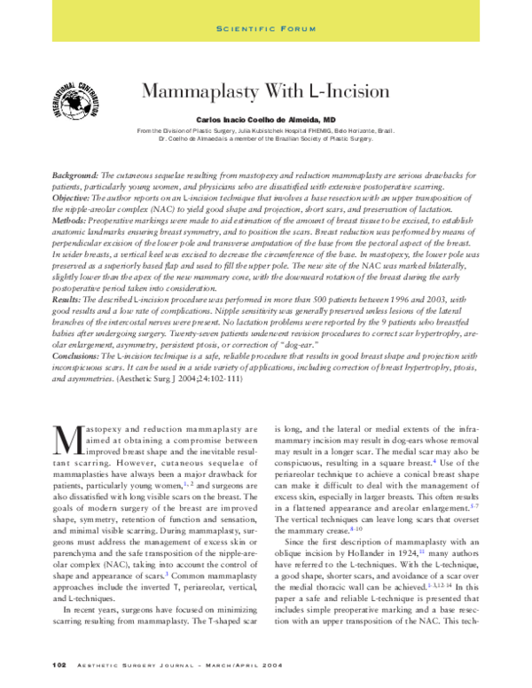 (PDF) Mammaplasty with L–incision