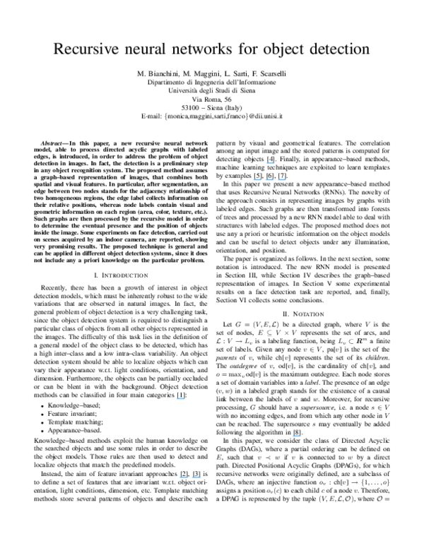 Pdf Recursive Neural Networks For Object Detection