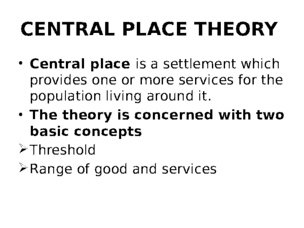 (PPT) CENTRAL PLACE THEORY